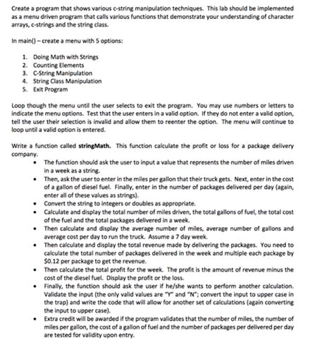 solved create a program that shows various c string manipulation