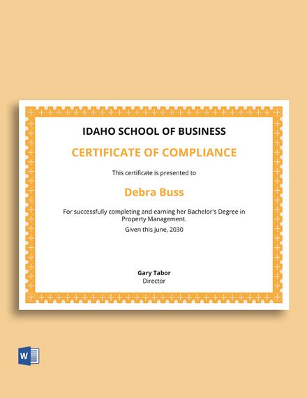 Free Property Management Certification Template Word Doc