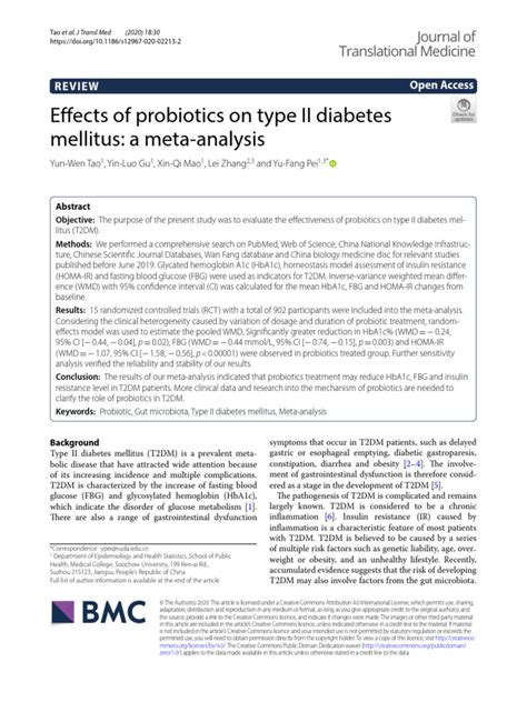 5 Effect Of Probiotics On T2dm Meta Analysis Pdf Glycated