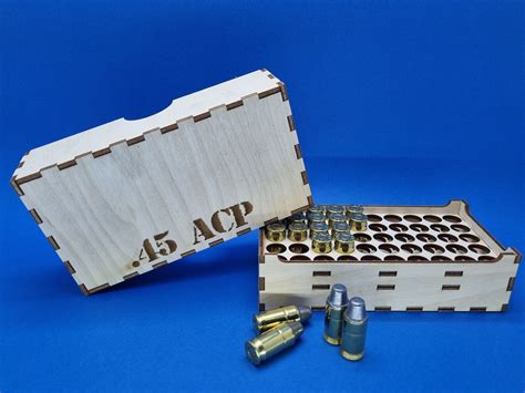 45 Acp Ammo Ammunition Box Crate Laser Cut File For 45 Acp Bullets