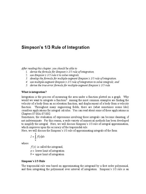 simpson s 1 3 rule of integration pdf computational science integral