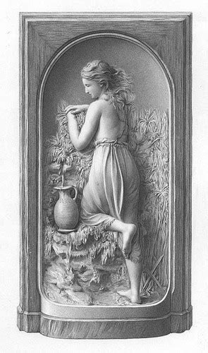 Pretty Young Naked Nude Topless Farm Girl At Well Old 1875 Art Print