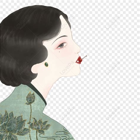 Republican Girl Chinese Style Twenty Four Solar Terms Retro Png