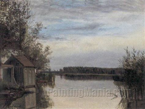 Scene From A Lake With Bathhouse Carl Frederik Aagaard Paintings