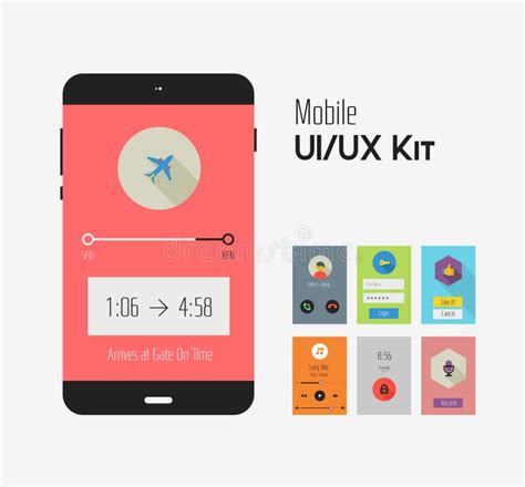flat ui or ux mobile apps kit stock illustration illustration of