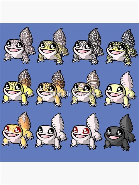 Chibi Leopard Geckos Designs Poster For Sale By Amackincheese Redbubble