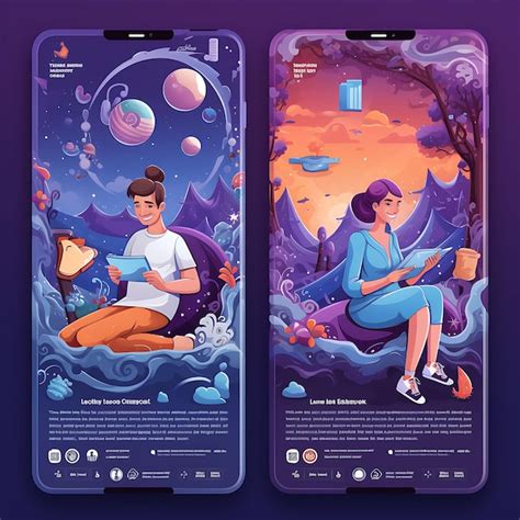 premium ai image set of edutainment app tech banner ads interactive
