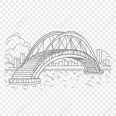 물 스케치 위의 다리의 윤곽 그리기 벡터개요 예술미술 Png 일러스트 무료 다운로드 Lovepik