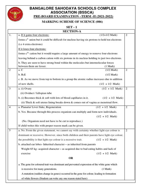 Science Answer Key Set 1 Term Ii Pdf
