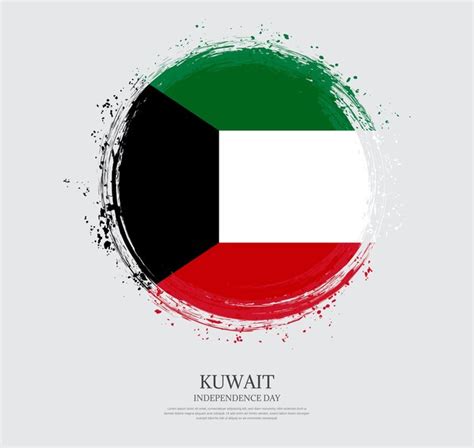 Premium Vector Creative Circular Grungy Shape Brush Stroke Flag Of Kuwait On A Solid Background