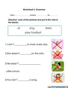 Worksheets Online Workouts Grammar Presents Exercise Map Simple