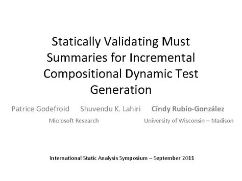 Statically Validating Must Summaries For Incremental Compositional Dynamic