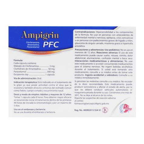 Ampigrin Pfc 3 Mg50 Mg300 Mg 24 Cápsulas Precio Vida Farmacias