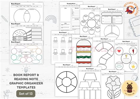 Book Report And Reading Note Graphic Organizer Templates Bundle Boost