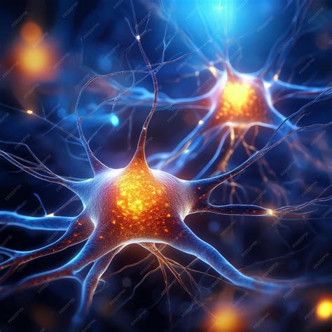 An Artistic Depiction Of A Neuron Cell With Dynamic Neural Activity