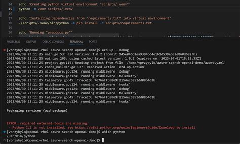 Error Required External Tools Are Missing Python Cli Is Not Installed · Issue 148 · Azure