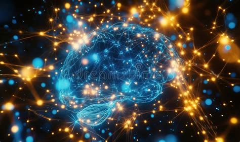 Neural Network Visualization Brain Connectivity Glowing Blue Orange