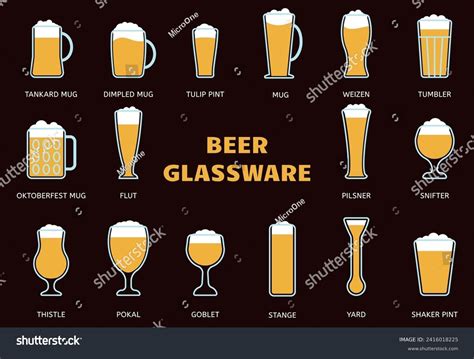Beer Glasses Types Collection Different Glass Stock Vector Royalty