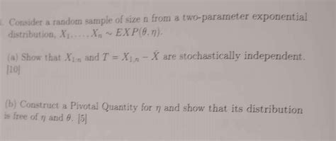 Solved Consider A Random Sample Of Size N From A