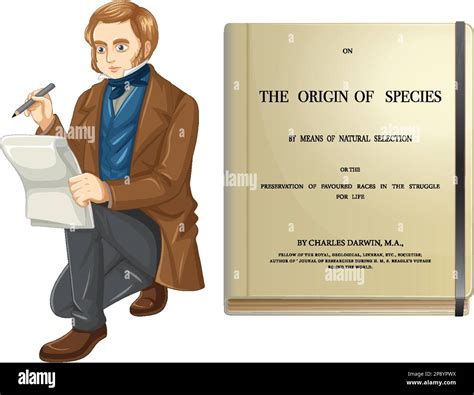Charles Darwin And The Origin Of Species Book Illustration Stock Vector