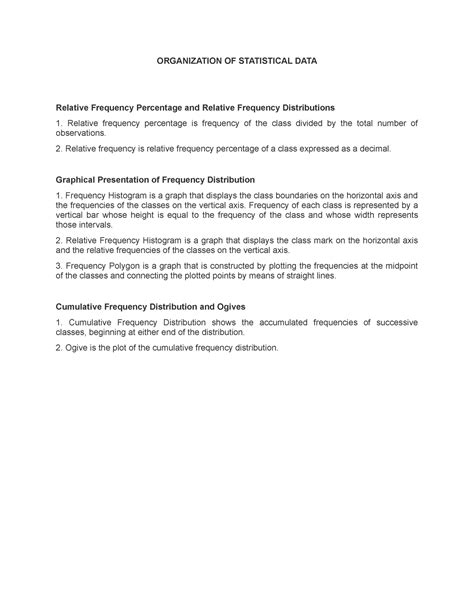 Frequency Table 2 Stat Statistics ORGANIZATION OF STATISTICAL DATA Relative Frequency
