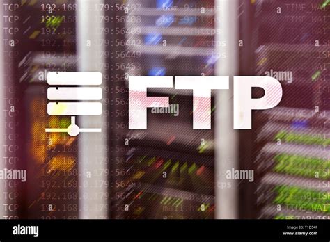 Ftp File Transfer Protocol Network Transfer Data To Server On Supercomputer Background Stock