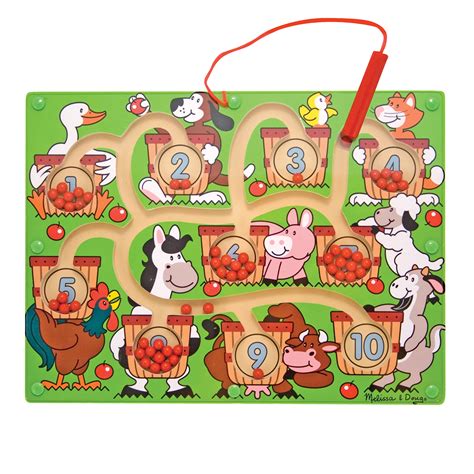 Melissa And Doug Magnetic Wand Number Maze Wooden Puzzle