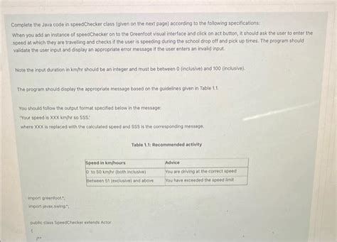 Complete The Java Code In SpeedChecker Class Given Chegg Com