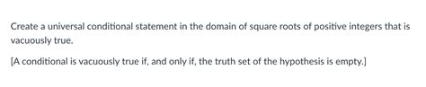 Solved Create A Universal Conditional Statement In The