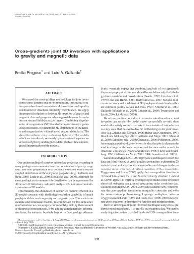 Cross Gradients Joint 3d Inversion With Applications To Geophysics