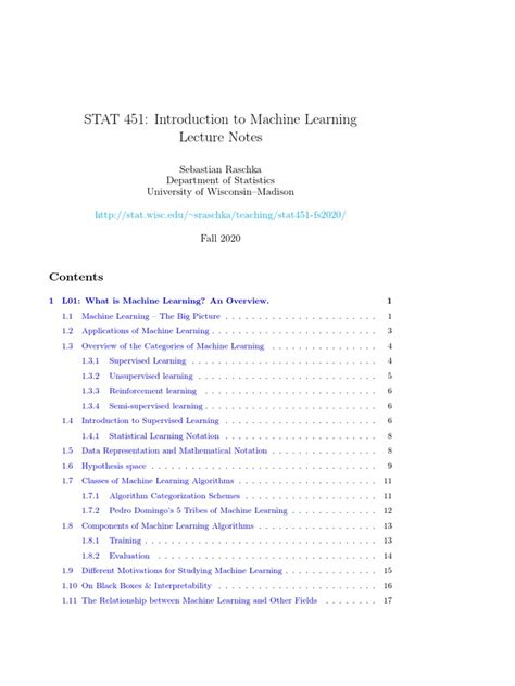 Stat 451 Introduction To Machine Learning Lecture Notes Pdf Machine Learning Support
