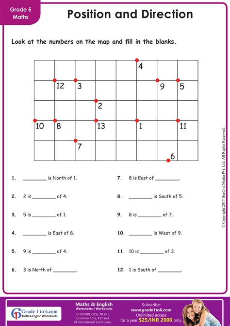 Direction Worksheets For Grade 5 5th Grade Geography Worksheets