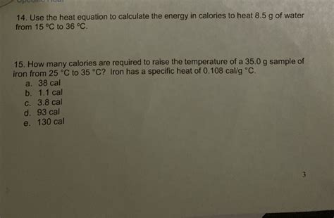 Solved Use The Heat Equation To Calculate The Energy In Chegg