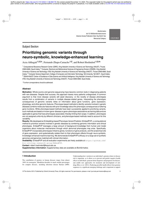 PDF Prioritizing Genomic Variants Through Neuro Symbolic Knowledge Enhanced Learning