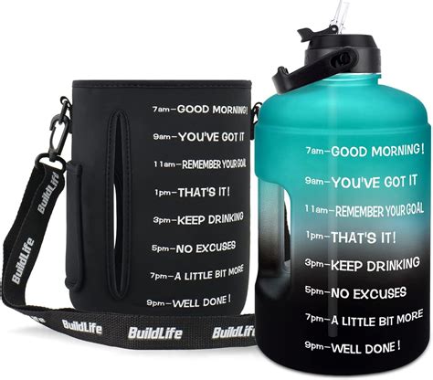 1 Gallon Water Bottle With Straw And Motivational Time Marker Leak