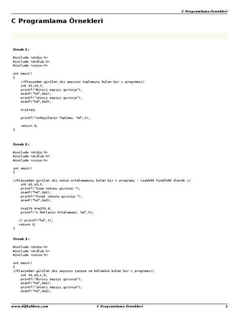 c programlama ornekleri pdf