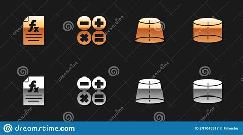 Set Function Mathematical Symbol Calculator Geometric Figure And Cylinder Icon Vector Stock