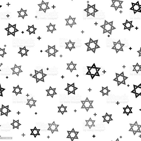 데이비드 아이콘의 블랙 스타 흰색 배경에 원활한 패턴을 격리 유대인 종교의 상징 벡터 일러스트레이션 0명에 대한 스톡 벡터 아트