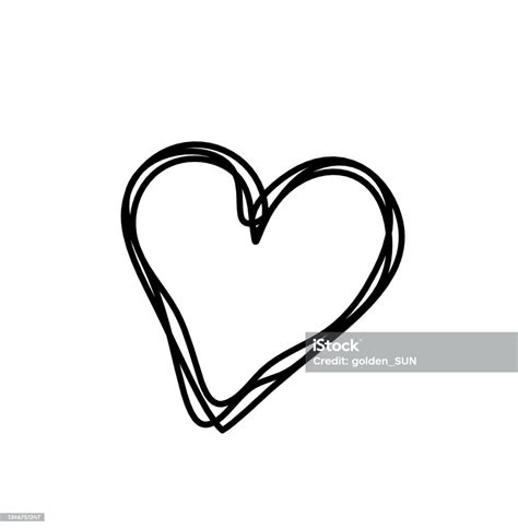 흰색 배경에 연속 선 그리기로 추상적 인 심장 낙서 드로잉에 대한 스톡 벡터 아트 및 기타 이미지 낙서 드로잉 로고