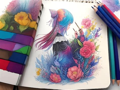 Premium Ai Image A Budding Artist With A Sketchbook And Pencils Creating Colorful Masterpieces