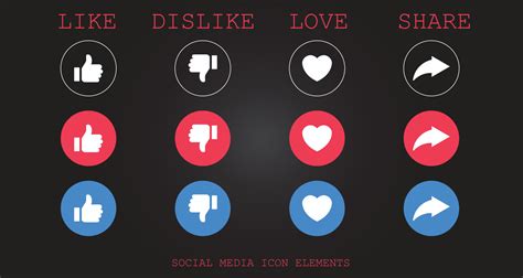 Like Dislike Love Share Social Media Icon Elements Free Download