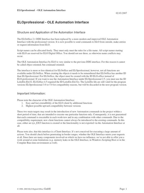 Elo Ole Automation Interface Description Uk Pdf Scripting Language Application Programming