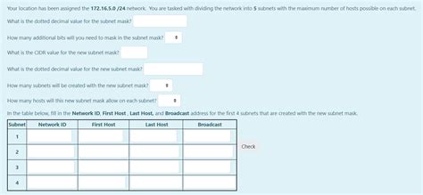 Solved Your Location Has Been Assigned The 172 16 5 0 24