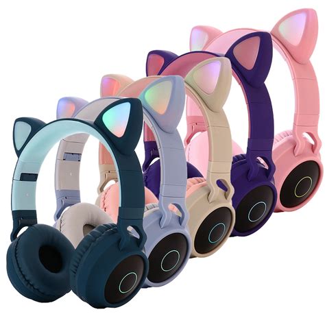 Foldable Cute Cat Ear Over Ear Wireless 5 0 Blueto Grandado