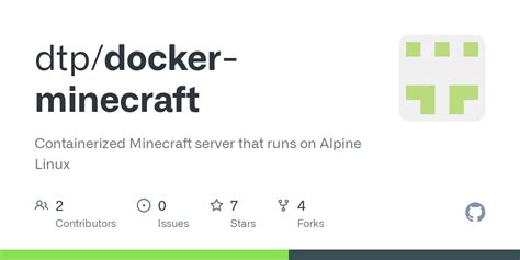 GitHub Dtp Docker Minecraft Containerized Minecraft Server That Runs On Alpine Linux