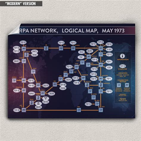 Arpa Network Logical Map May 1973 Poster Wall Art Tech Support T Etsy