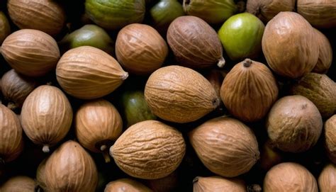 Premium Photo A Pile Of Green And Brown Nuts