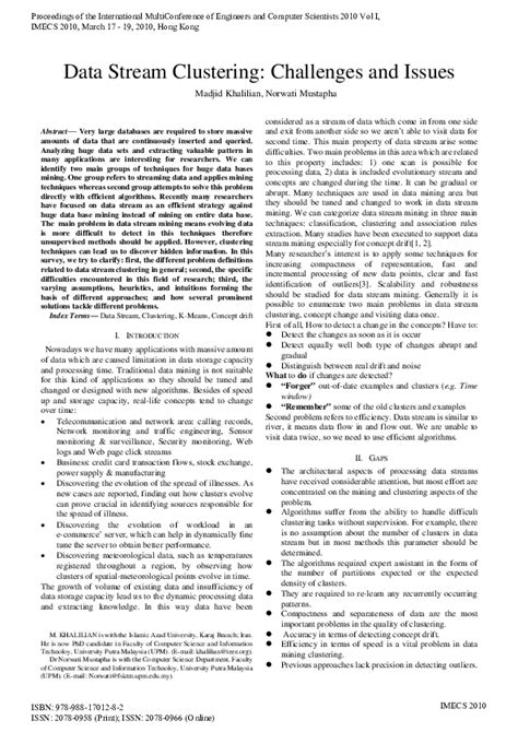 Pdf Data Stream Clustering Challenges And Issues