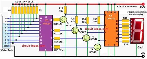 Water Level Indicator Circuit With Digital Display Circuit Ideas For You