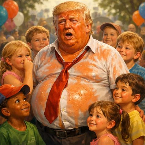 An Orange Fat Sweaty Donald Trump Surrounded By A Group Of Littl Memes